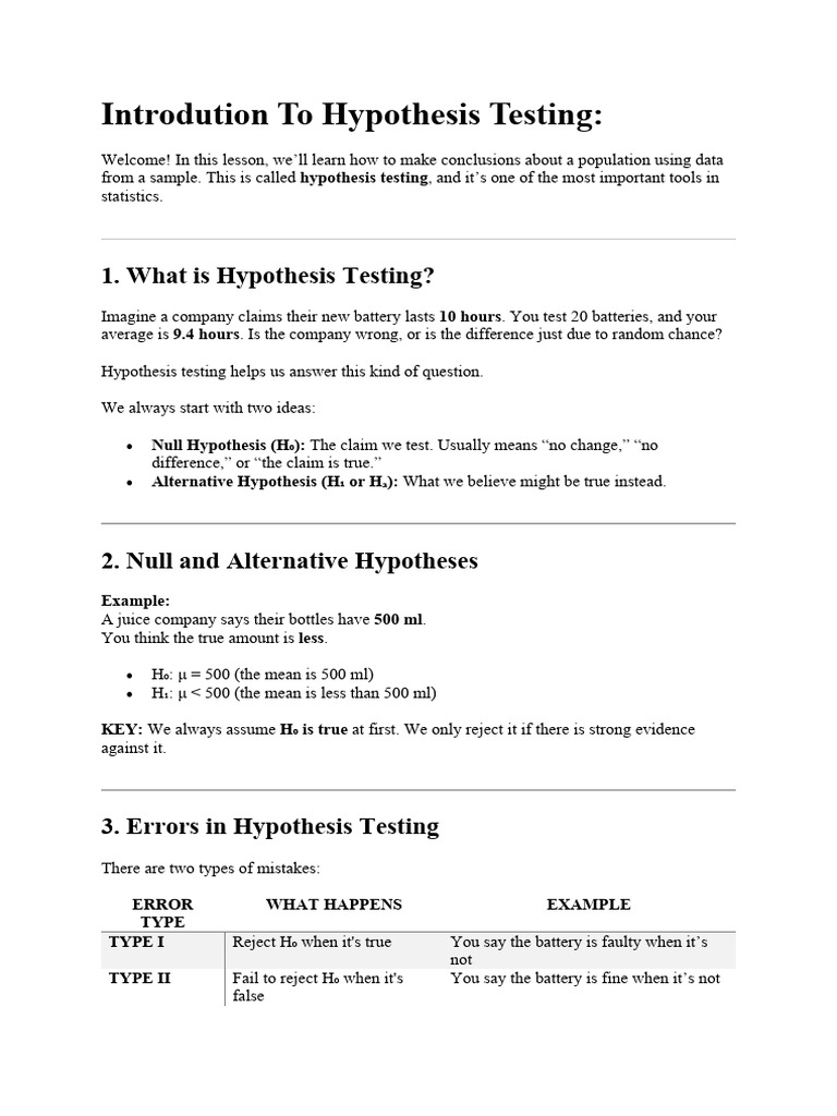 CH6 - Introdution To Hypothesis Testing | PDF | P Value | Hypothesis