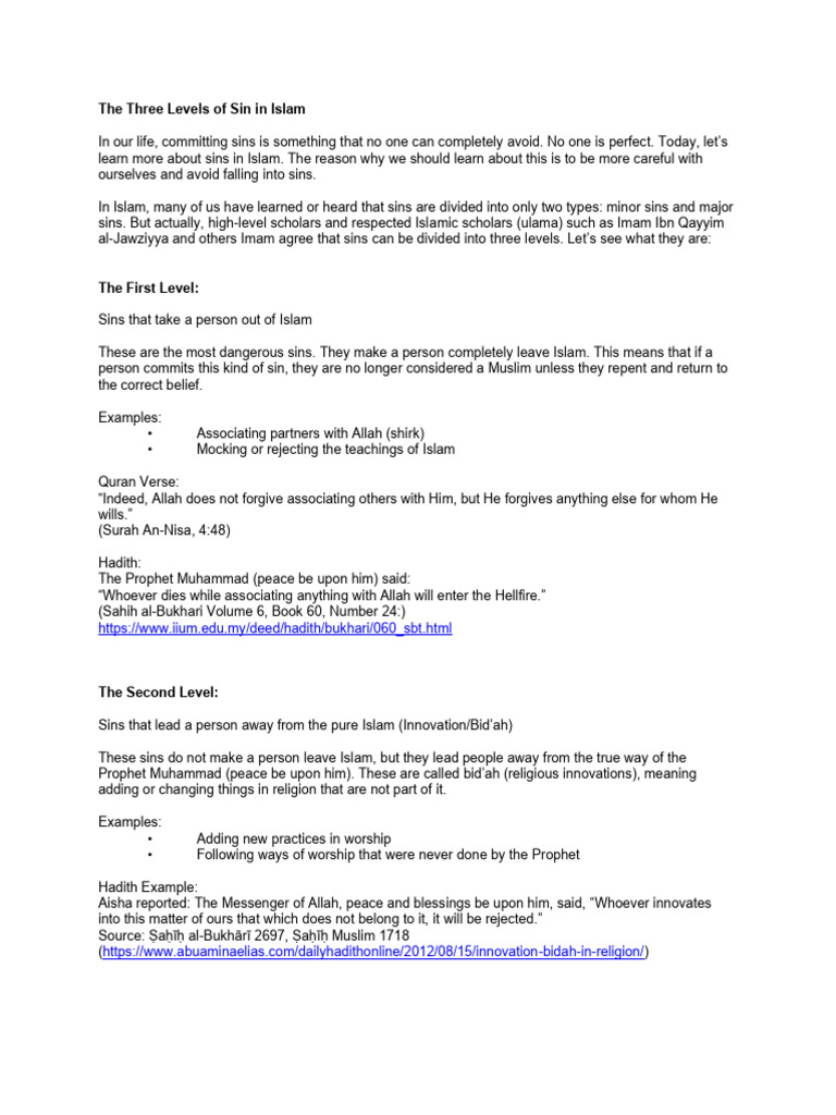 Three Levels of Sin in Islam Explained | PDF | Abrahamic Religions ...