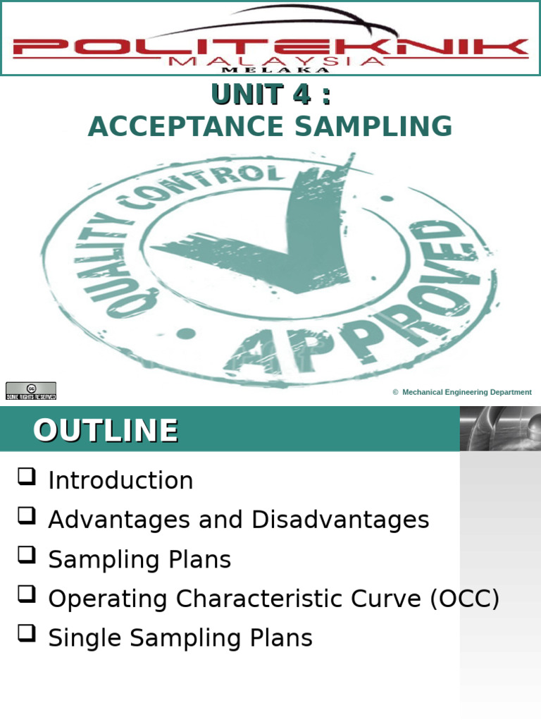 Topik 4 - Acceptance Sampling | PDF | Sampling (Statistics) | Poisson Distribution