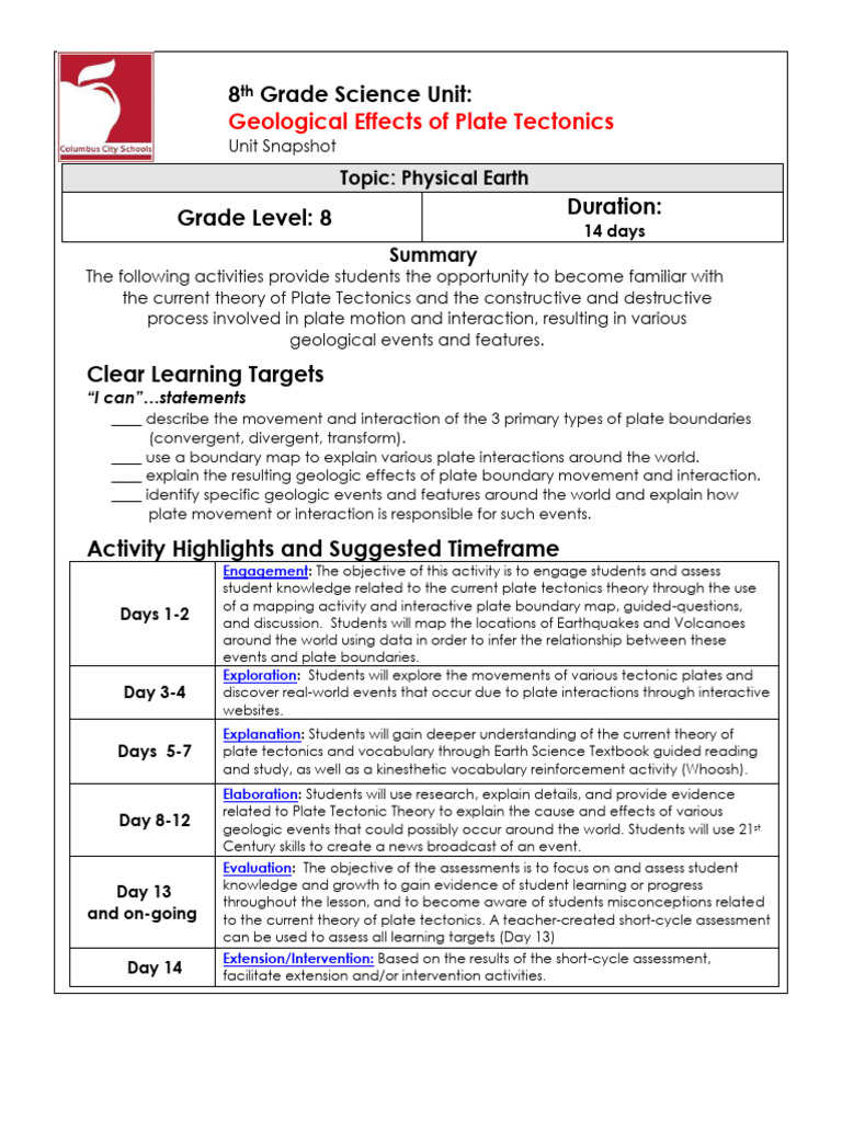 8ess2b Geologicaleffectsofplatetectonics | PDF | Plate Tectonics | Geology