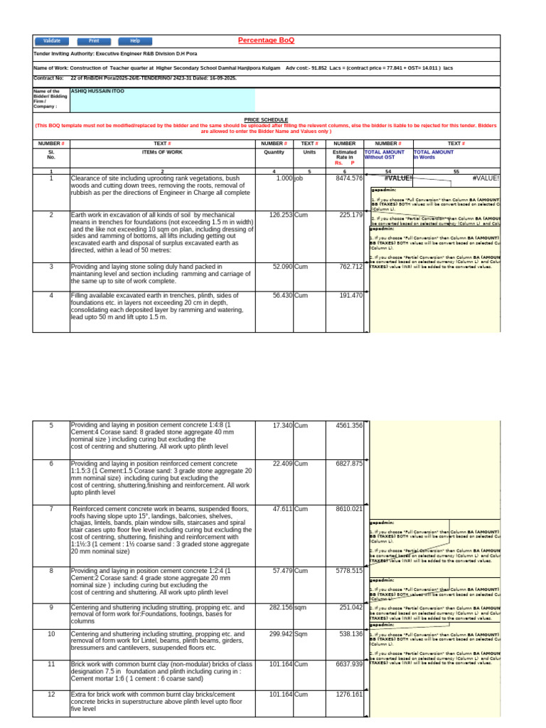 Boq 916494 | PDF | Window | Concrete