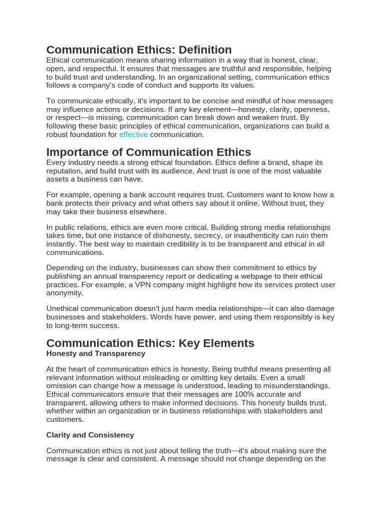 Understanding Communication Ethics | PDF | Communication | Accessibility