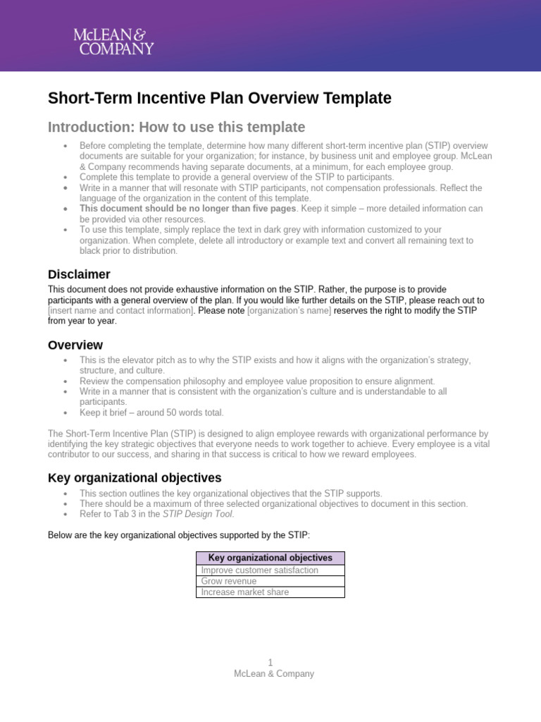 Short-Term Incentive Plan Overview | PDF | Incentive | Business