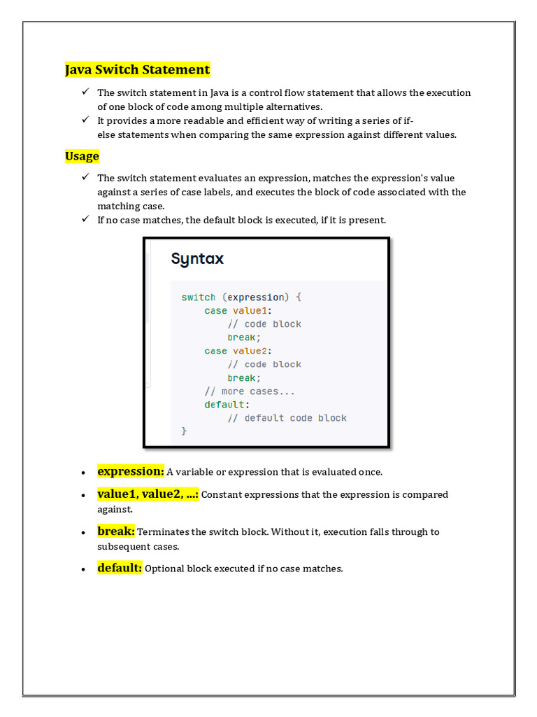 Java Switch Statement | PDF