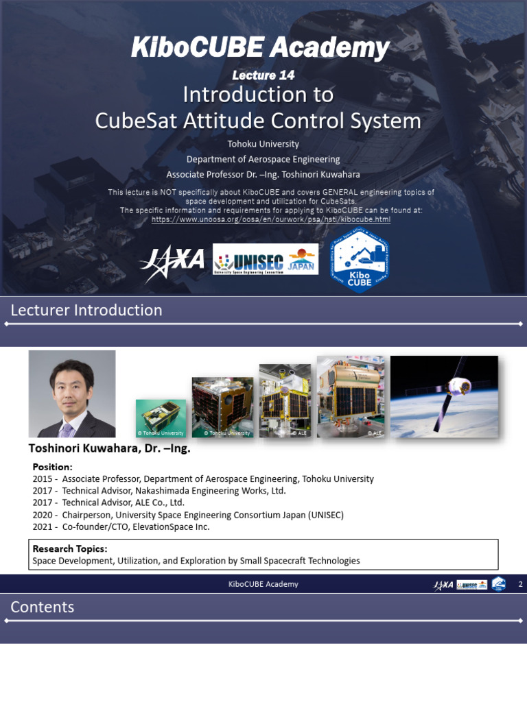 CubeSat Attitude Control Overview | PDF | Gyroscope | Torque