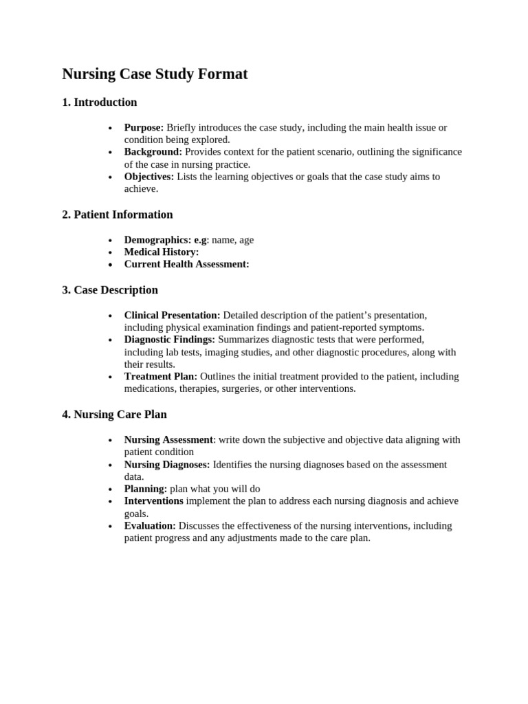 Nursing Case Study Format | PDF