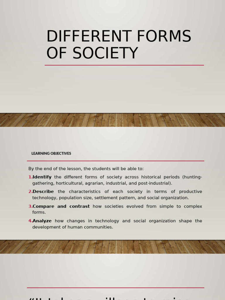 Different Forms of Society | PDF | Society | City
