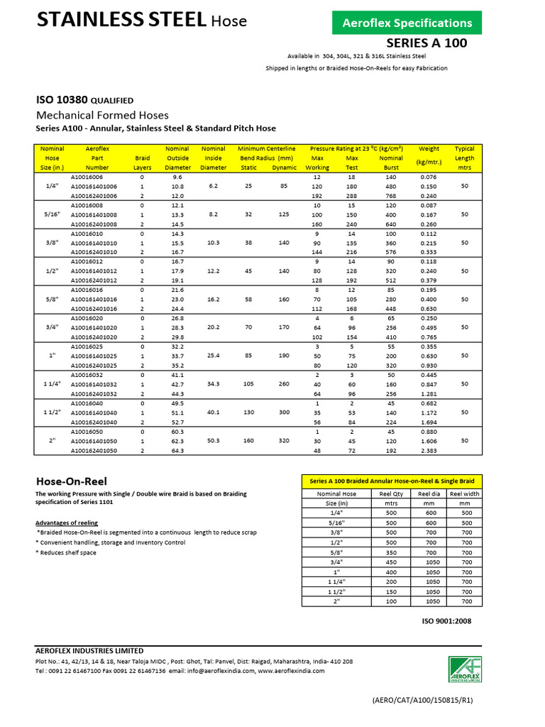 Stainless Steel Annular Hoses A100 Series | PDF