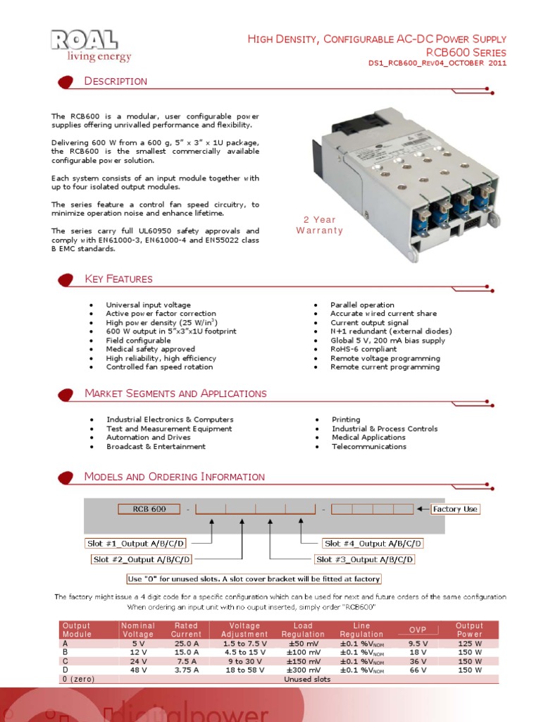 RCB600 :: ROAL Living Energy | PDF | Power Supply | Electromagnetic Compatibility