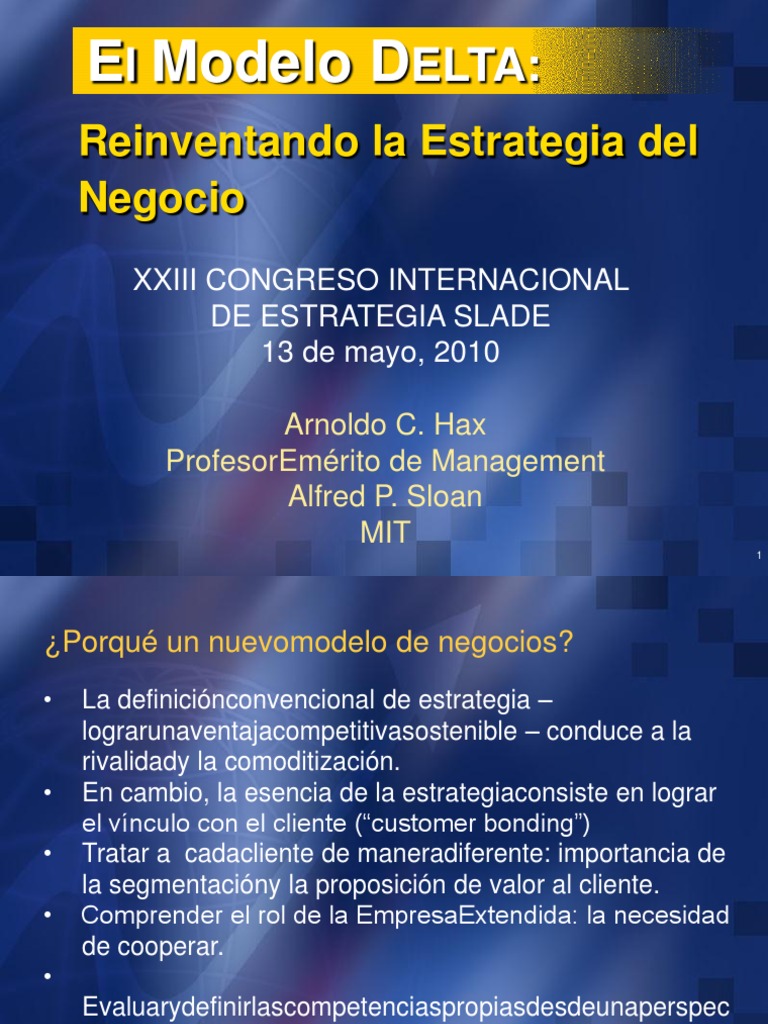 Modelo Delta. Arnoldo Hax | PDF | Producto (Negocio) | Outsourcing