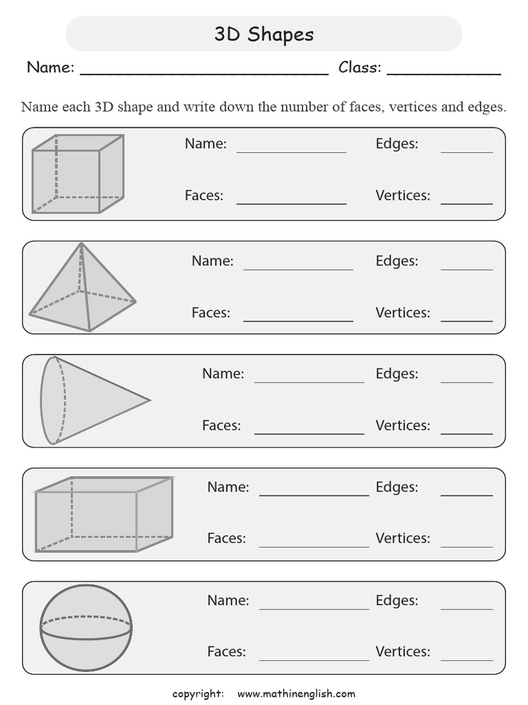 3D Shapes: Faces, Edges, Vertices Guide | PDF