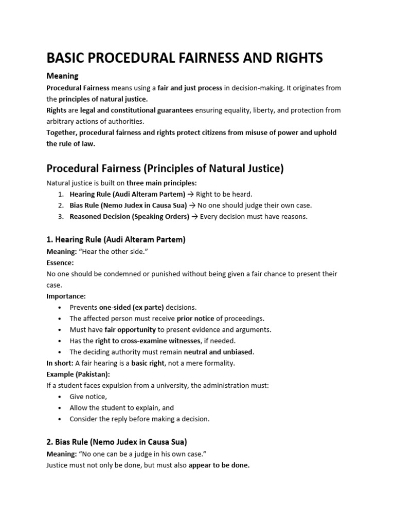 Procedural Fairness and Rights in Pakistan | PDF | Rule Of Law | Due ...
