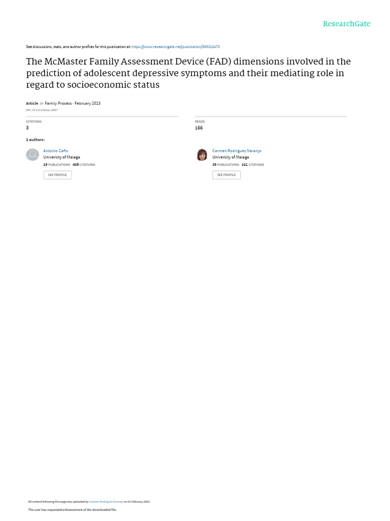 4.the McMaster Family Assessment Device Dimensions Involved in ...