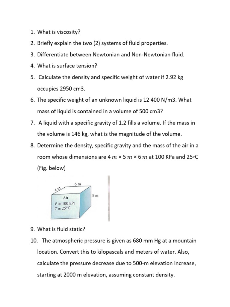 Fluid Properties and Pressure Calculations | PDF | Pressure | Fluid ...