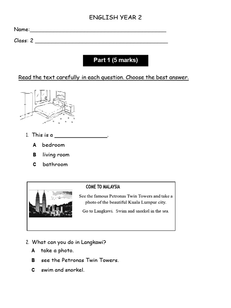 Year 2 English Practice Questions | PDF