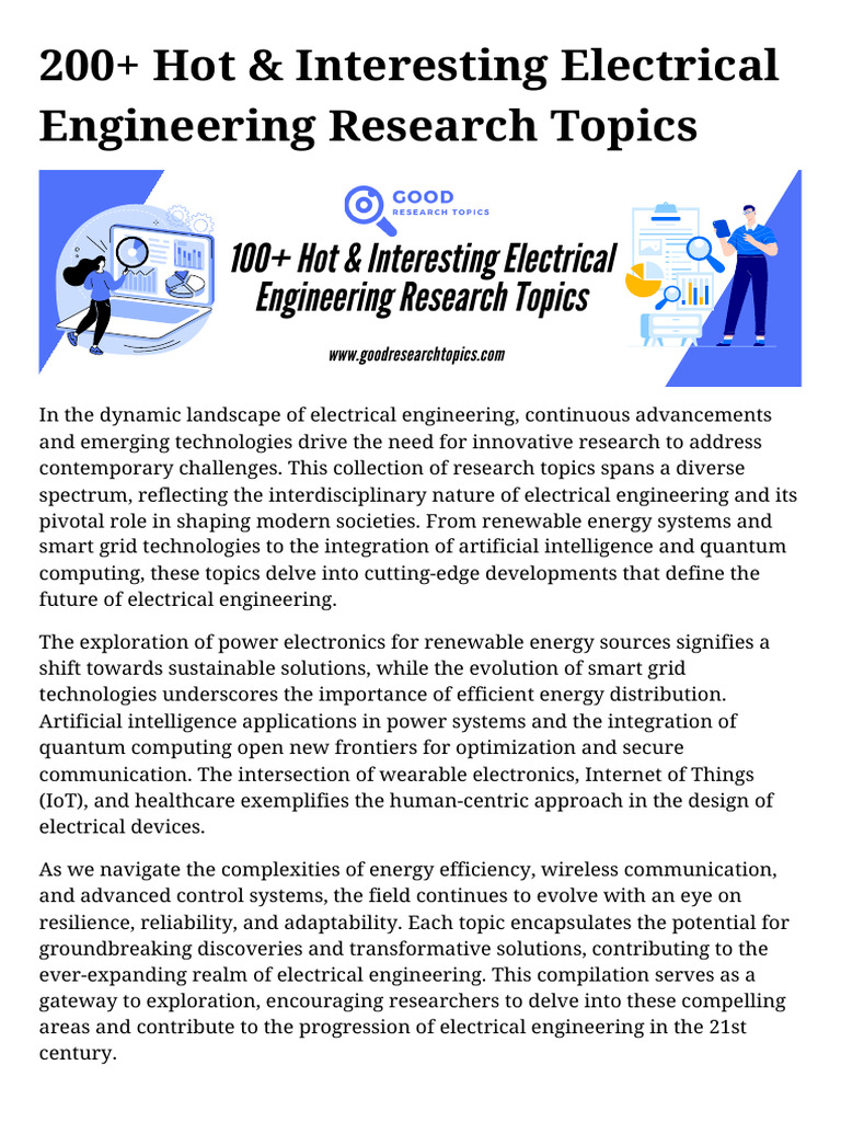 200+ Electrical Engineering Research Ideas | PDF | Internet Of Things ...