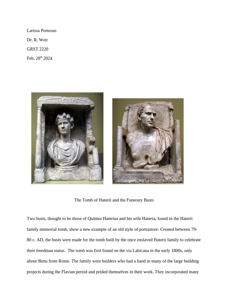 The Tomb of Haterii and The Funerary Busts1 | PDF | Classical Antiquity ...
