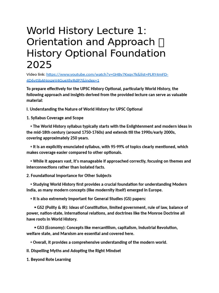 World History Lecture 1 | PDF | Mercantilism | Renaissance
