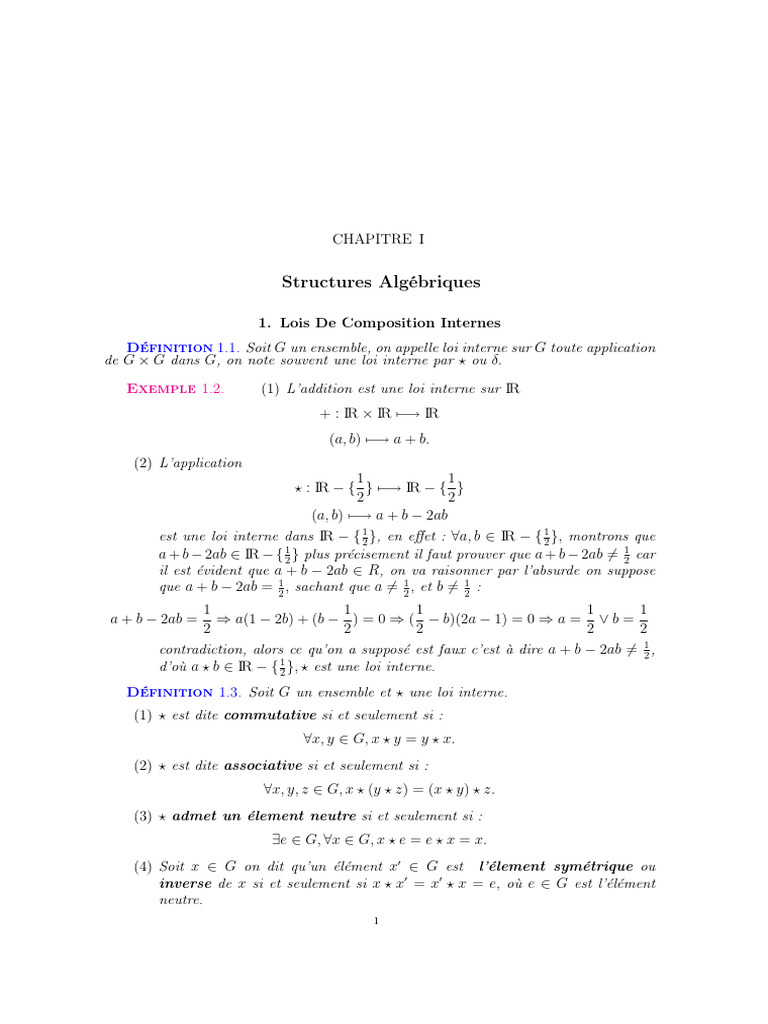 Structures algébriques : groupes, anneaux, corps | PDF | Groupe ...