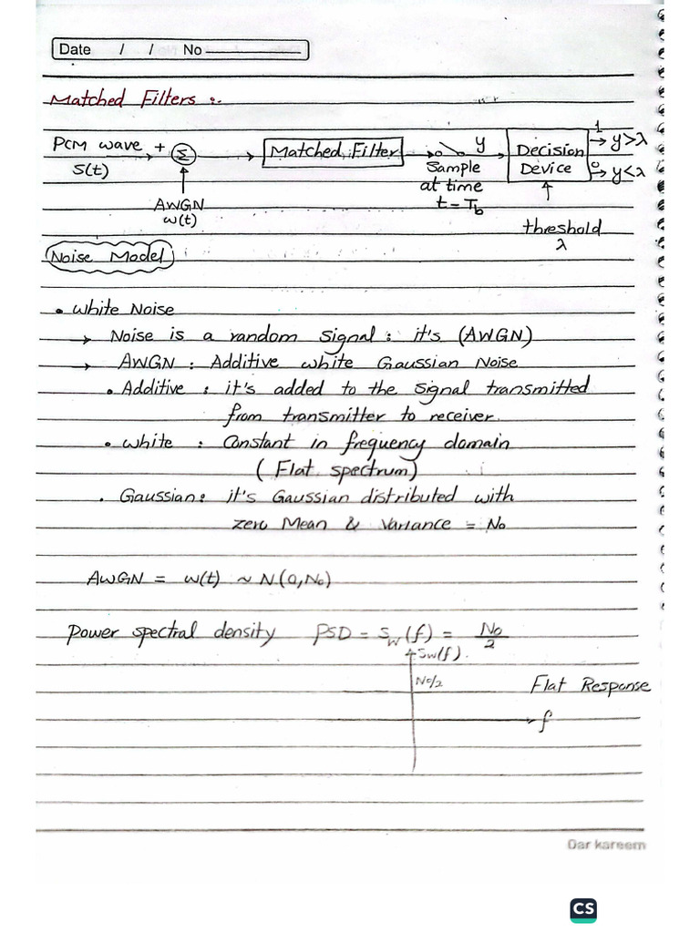 Matched Filters Notes & Sheet 2 Solution | PDF
