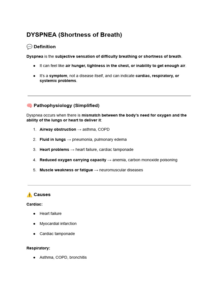 DYSPNEA (Shortness of Breath) | PDF | Breathing | Respiratory Diseases