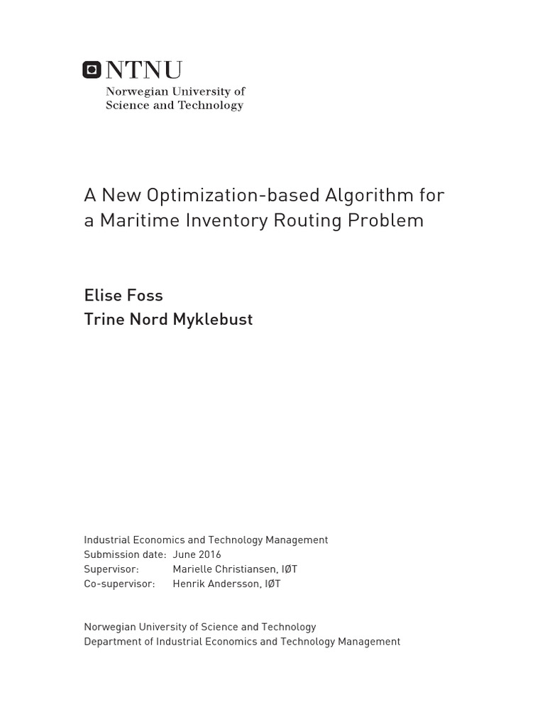 A New Optimization-Based Algorithm For A Maritime Inventory Routing ...