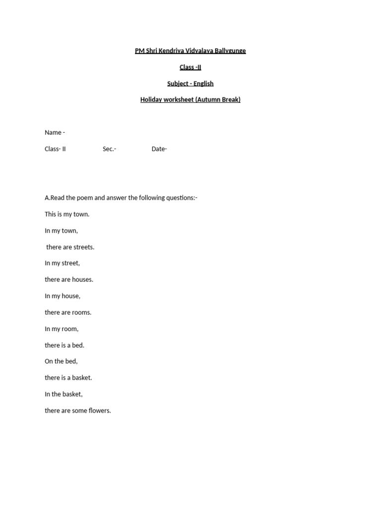 English Holiday Worksheet 2 | PDF