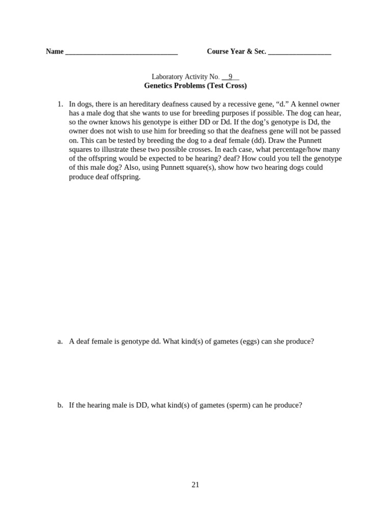 Genetics Problem Test Cross | PDF