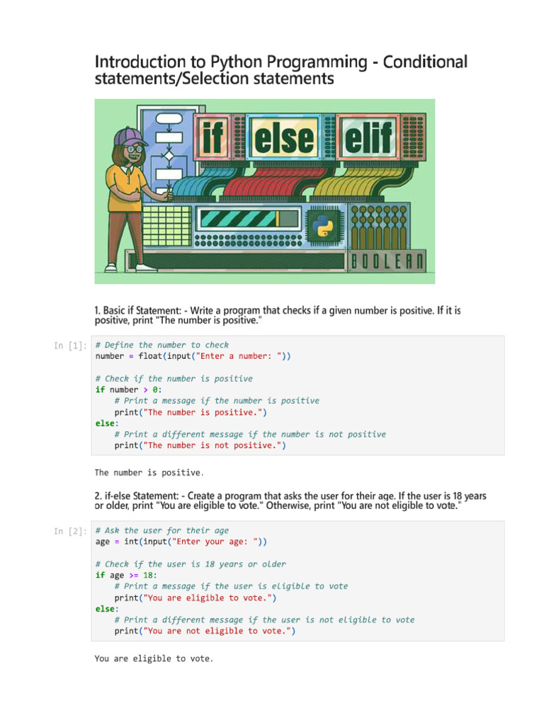 S1 Lab E4 Conditional Statements | PDF