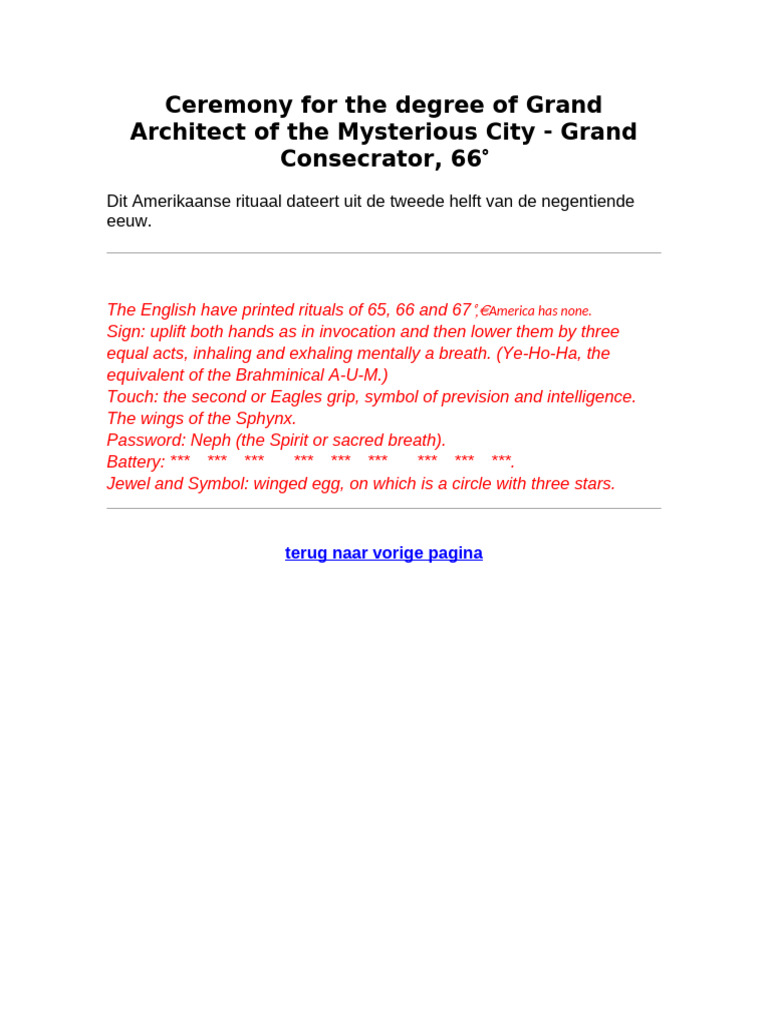 Grand Architect Ceremony Rituals Explained | PDF