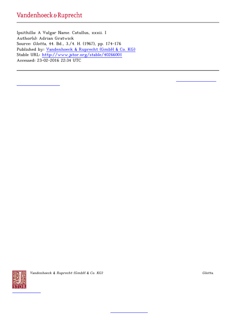 Gratwick Ipsithilla Cat 32 | PDF | Latin | Linguistics