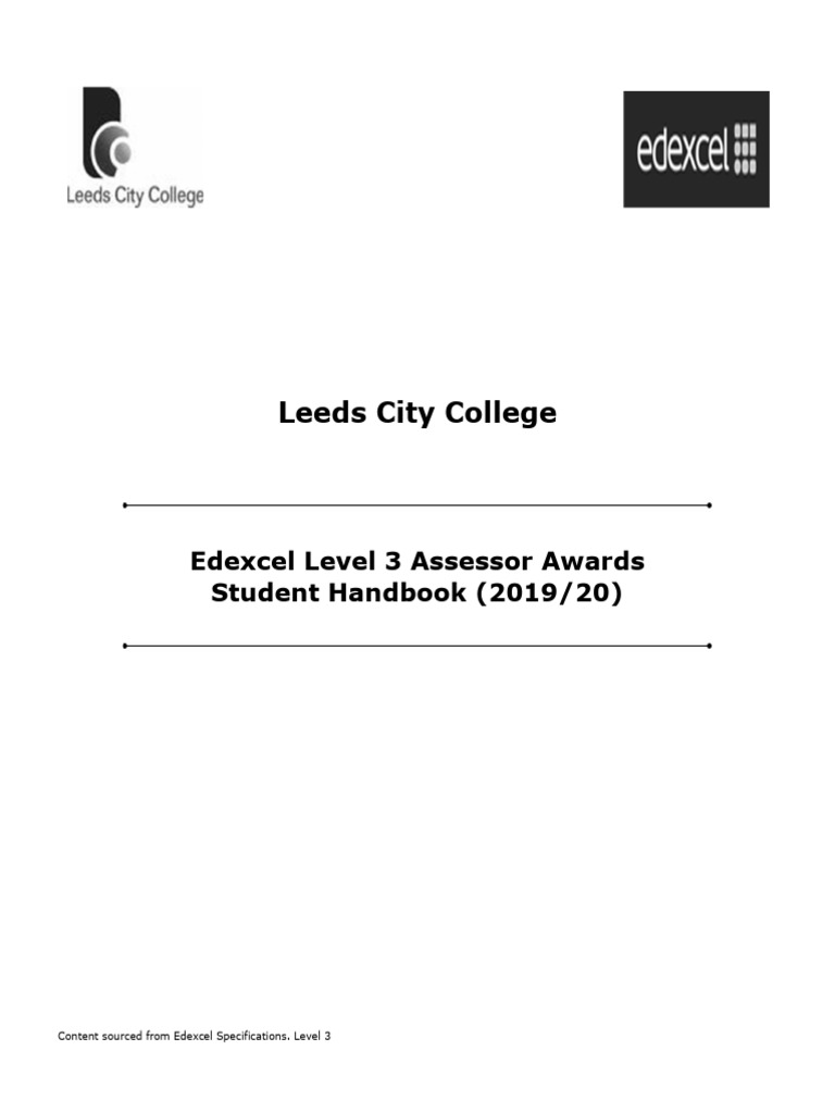 Edexcel Level 3 Assessor Awards Handbook | PDF | Educational Assessment ...