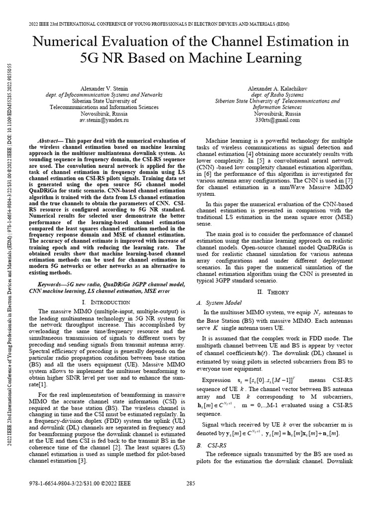 Numerical Evaluation of The Channel Estimation in 5G NR Based On ...