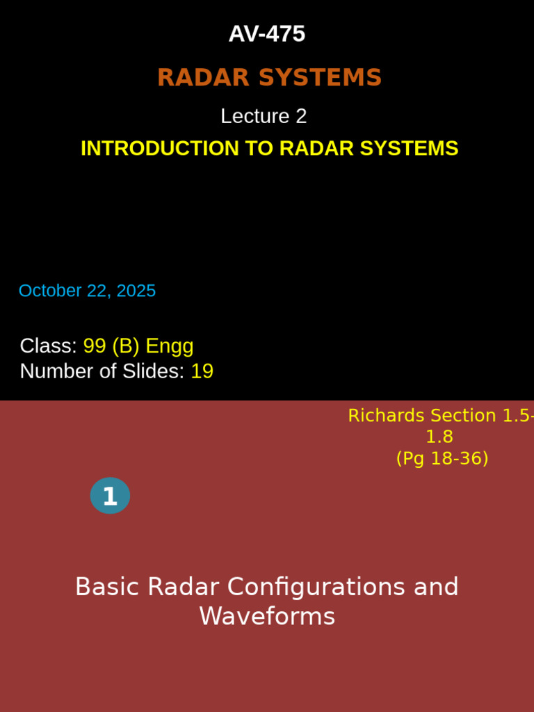 AV-475 - Lec2 - Introduction To Radar Systems | PDF | Radar ...
