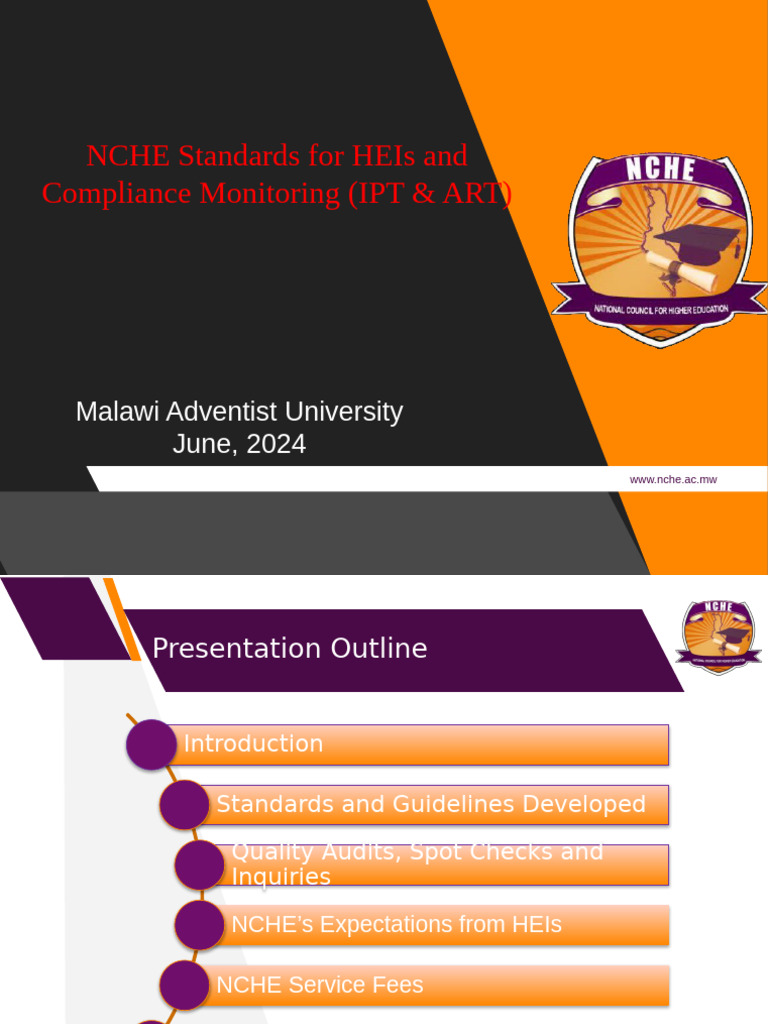 NCHE Standards For HEIs and Compliance Monitoring (Improvement Plan and ...