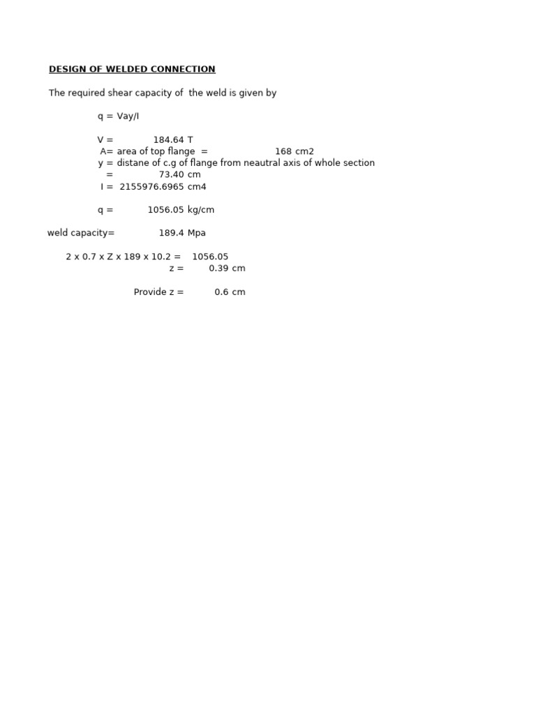 Welded Connection and Crane Design Calculations | PDF | Crane (Machine ...
