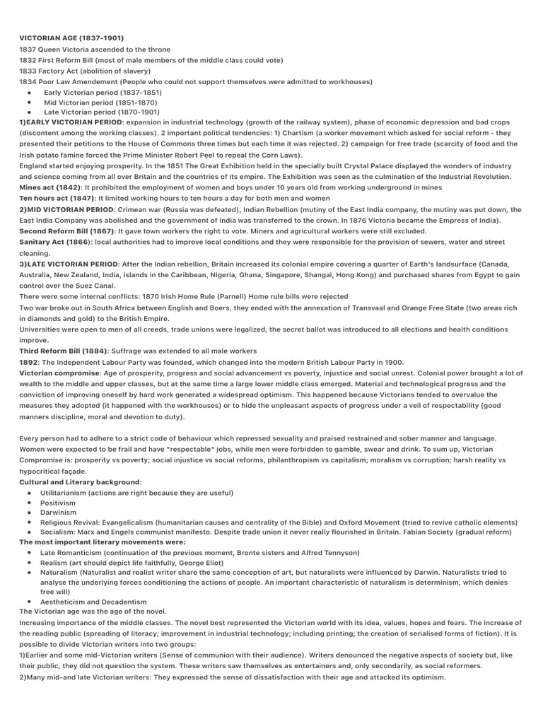 Victorian Age (1837-1901) | PDF | Victorian Era | British Empire