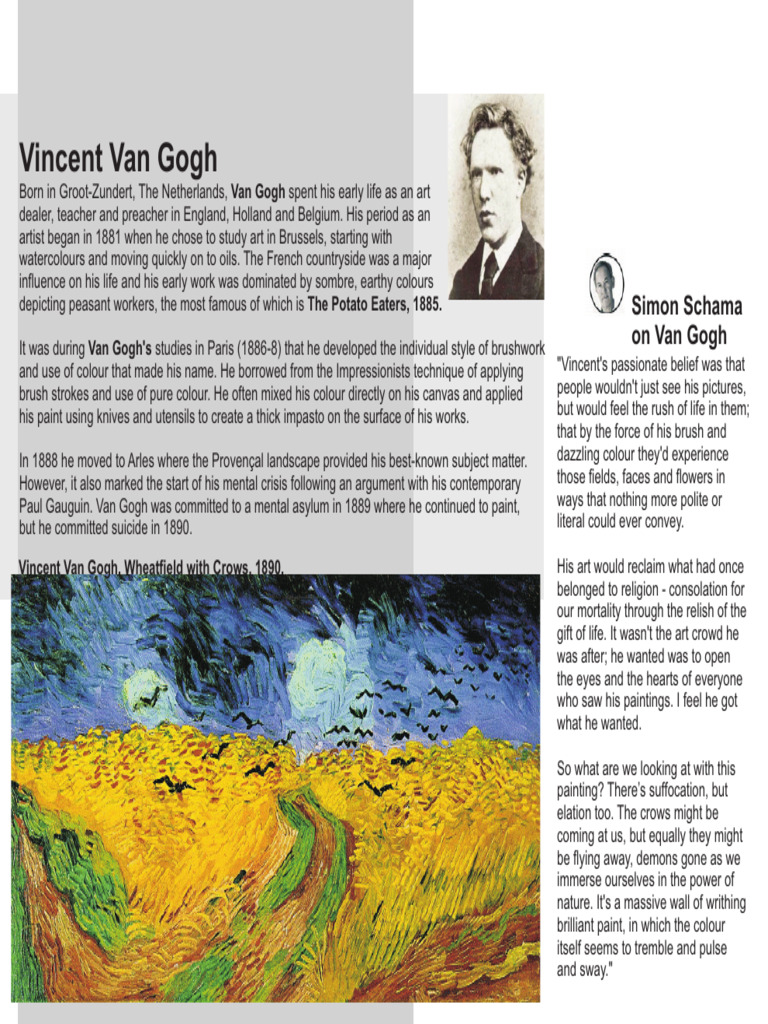 Unit 1 - Activity 8 - Post Impressionism Van Gogh Case Study | PDF ...