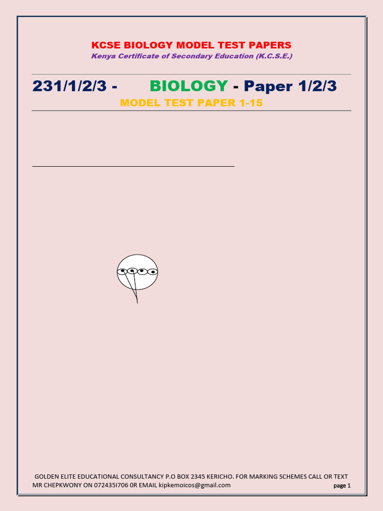 F4 Bio 2024 National Schools - 0646782739 | PDF | Biology