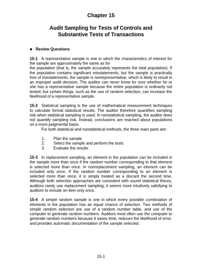 SM ch15 | PDF | Audit | Sampling (Statistics)