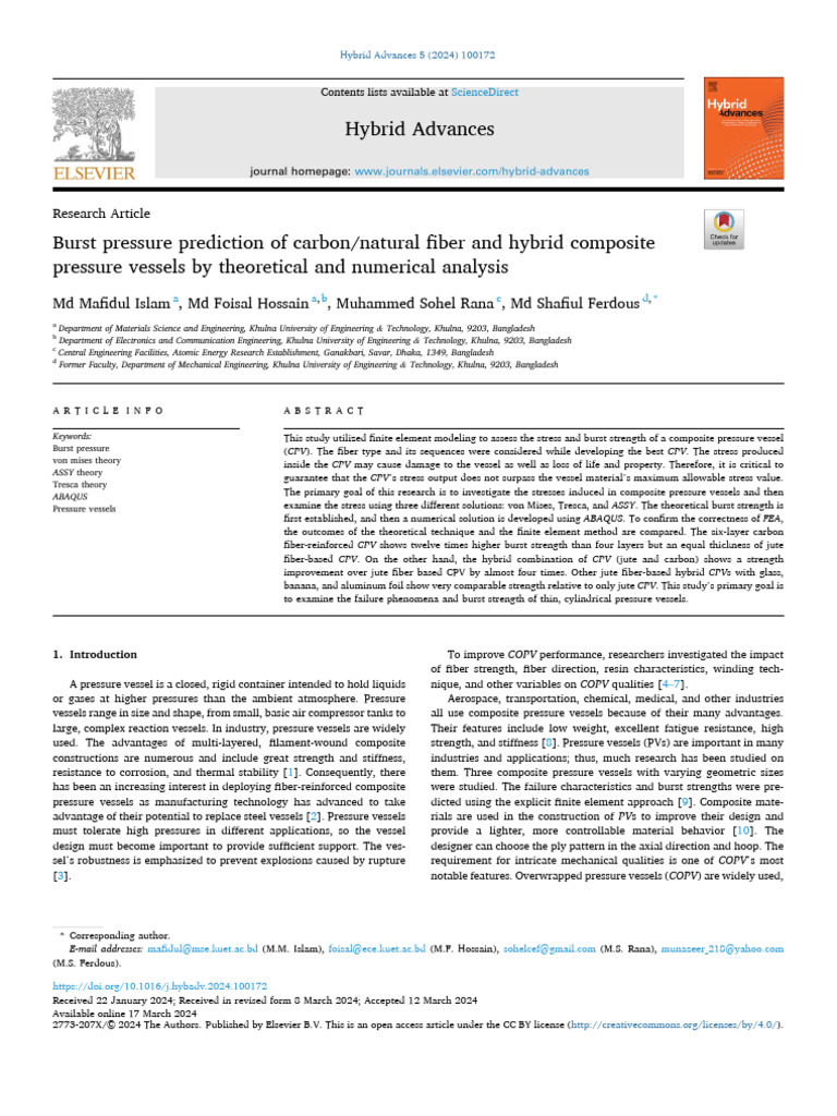 FEM and Optimazation of COPV | PDF | Composite Material | Strength Of ...