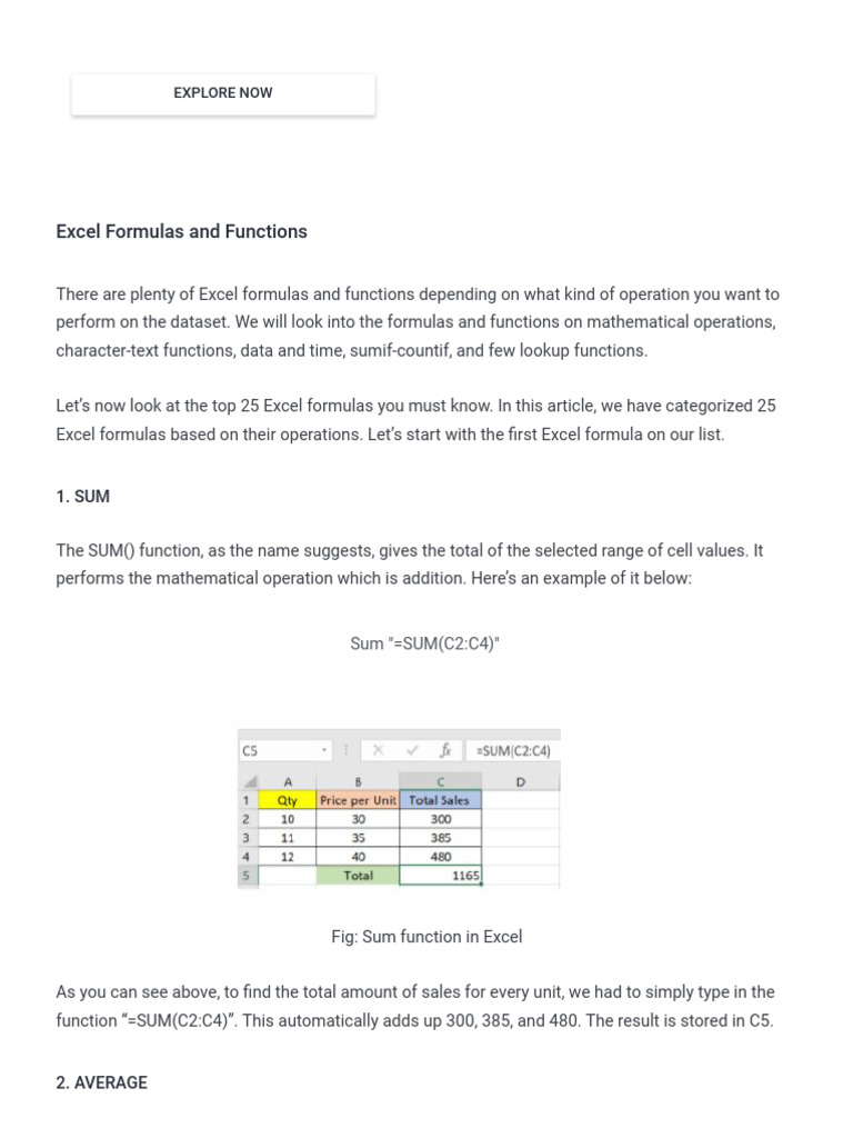 Excel Formulas Simplified - 30 Must-Know Tips | PDF | Interest ...