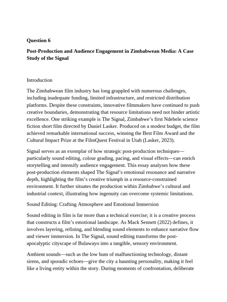 Media Production Assignment Answers | PDF | Narrative | Cholera