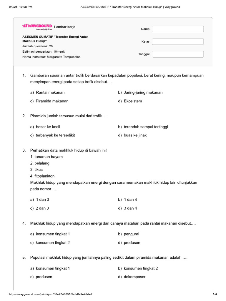 Transfer Energi dalam Ekosistem | PDF