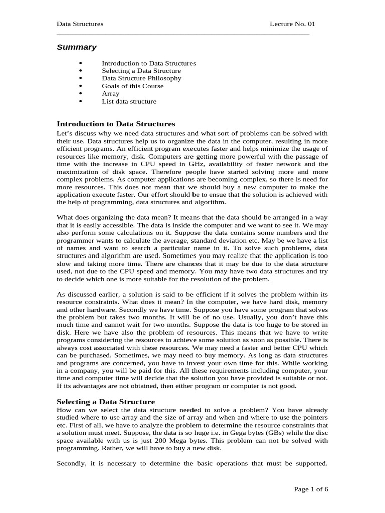Lec01 Handout | PDF | Data Structure | Data