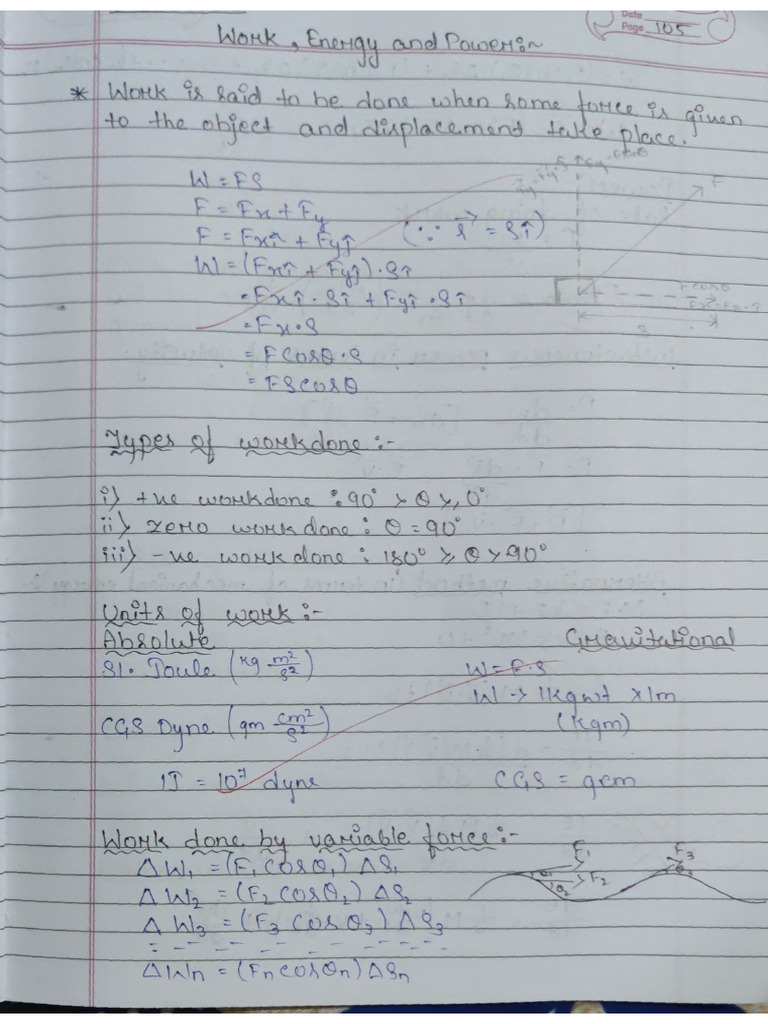 Physics Chapter 5 Work, Power and Energy Class 11 | PDF