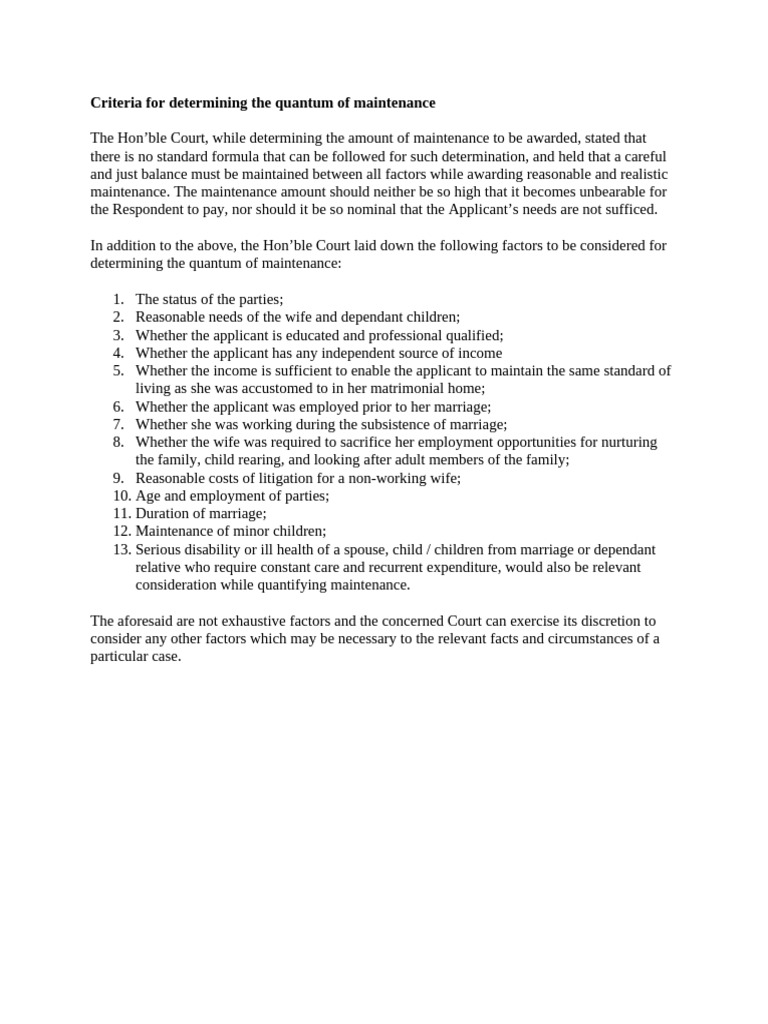 Quantum of Maintenance Guidelines | PDF