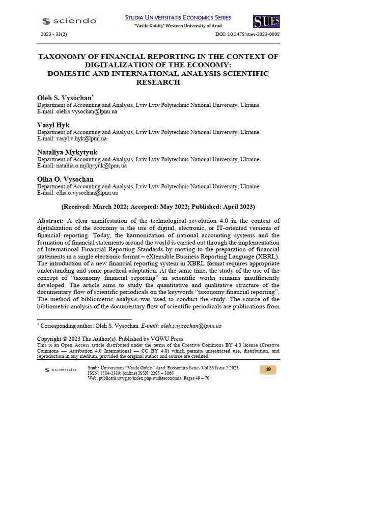 Taxonomy of Financial Reporting in The Context of Digitalization of The ...