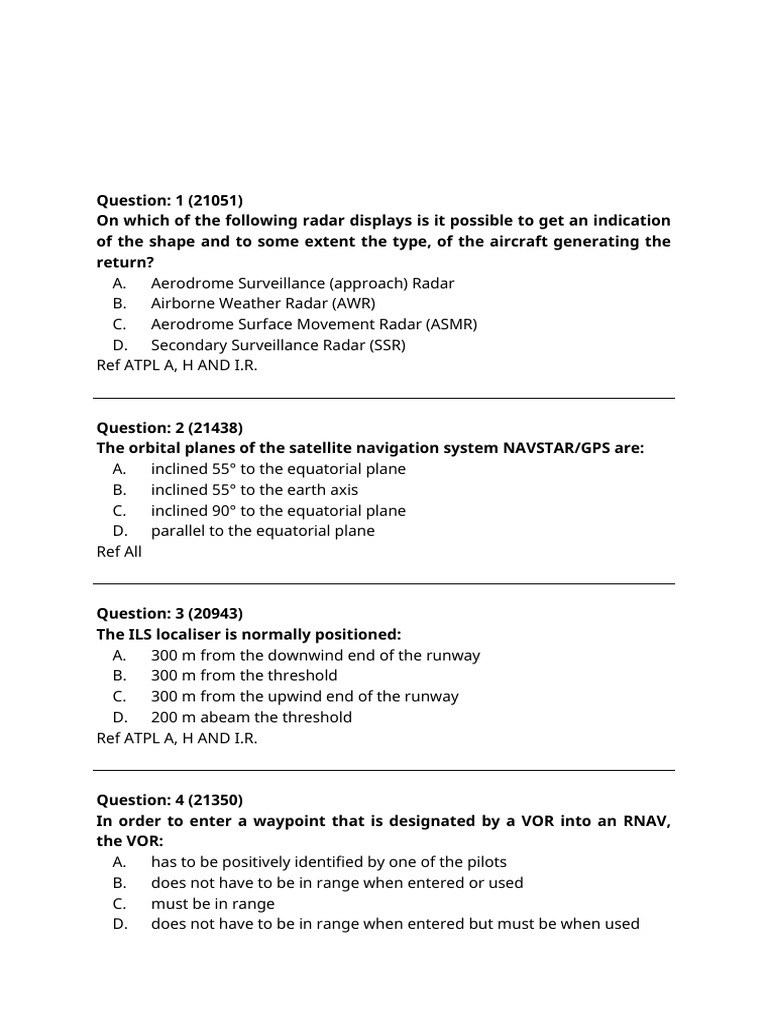 IR 2 Mock Exam for Aviation Navigation | PDF | Transponder (Aeronautics ...