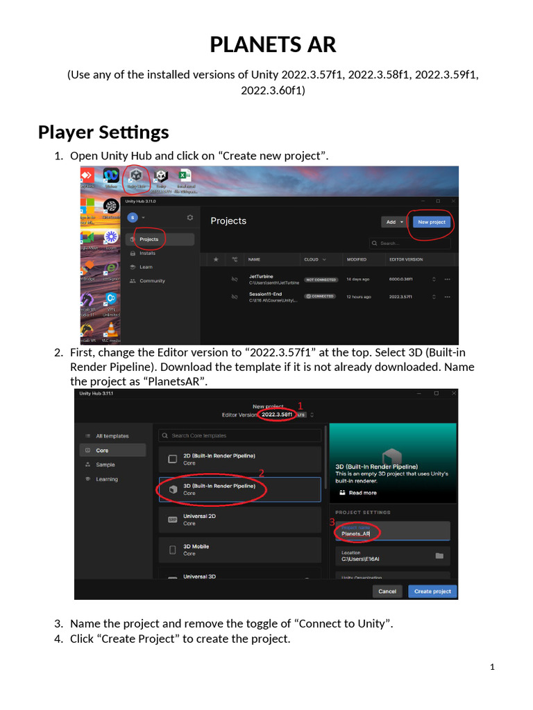 Unity AR Project Setup Guide | PDF | Unity (Game Engine) | 2 D Computer ...